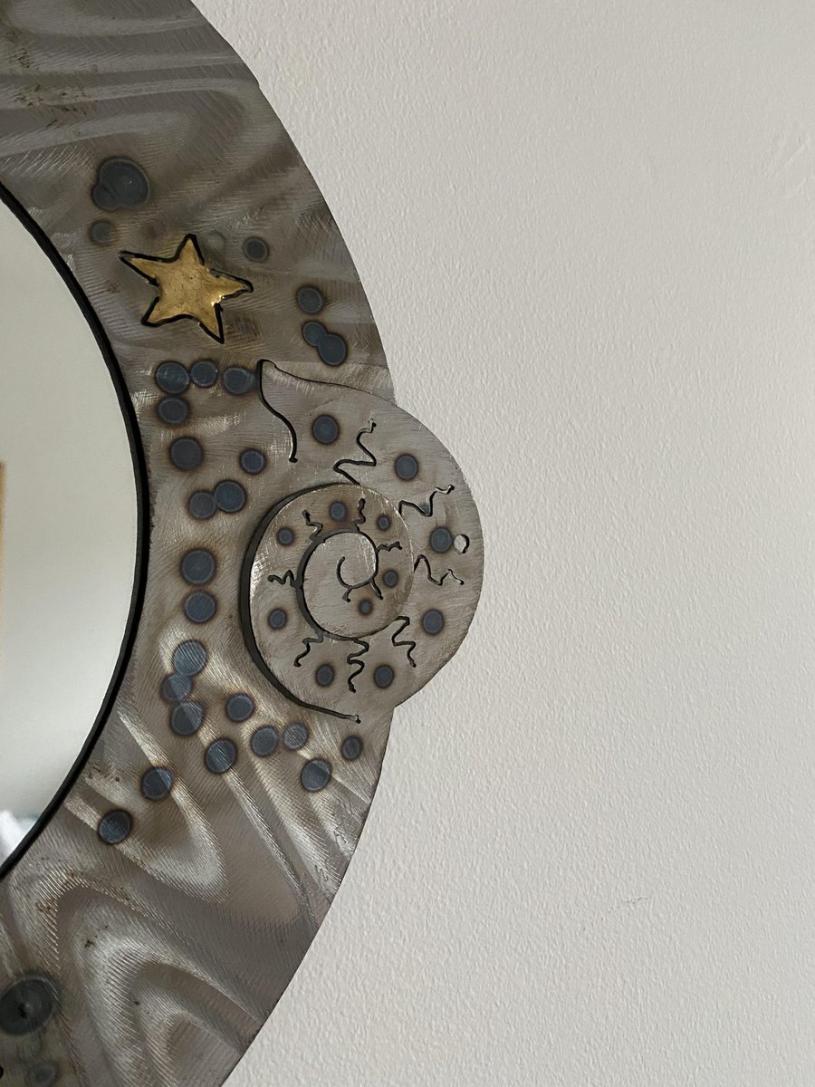 Swirly Steel Wall Mirror with Shells and Stars for sale at Pamono