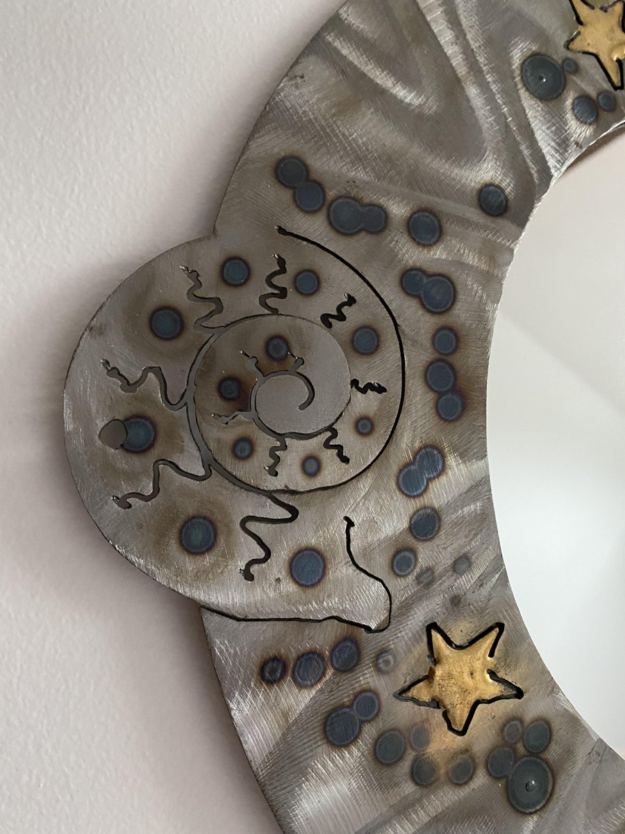 Swirly Steel Wall Mirror with Shells and Stars for sale at Pamono