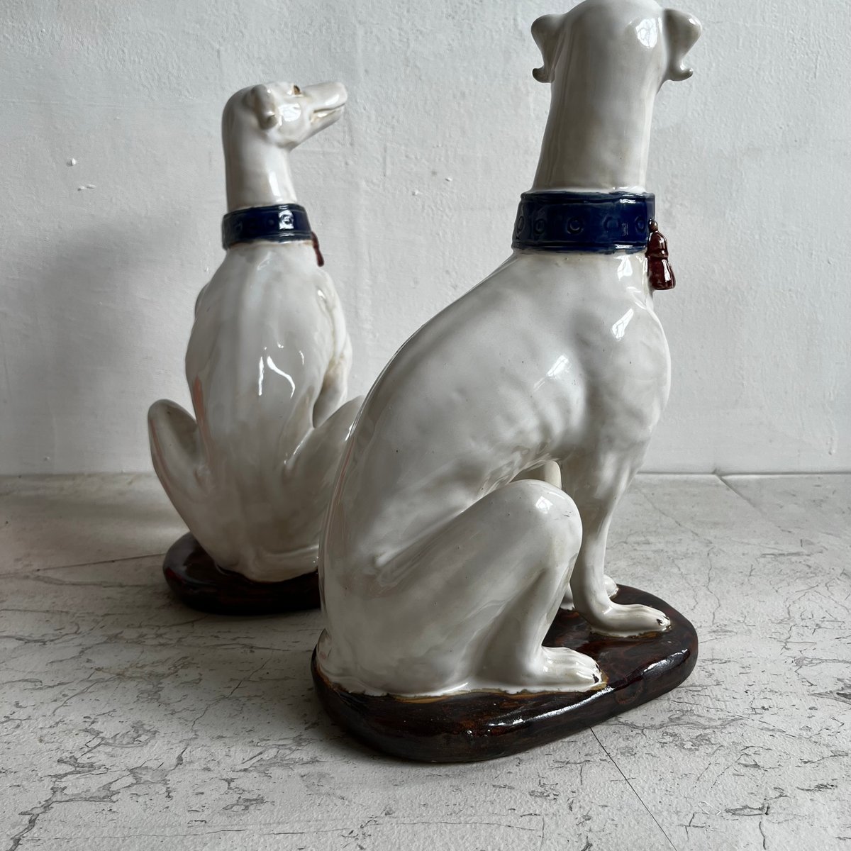 Large Italian Ceramic Greyhounds, 1950s, Set of 2 for sale at Pamono