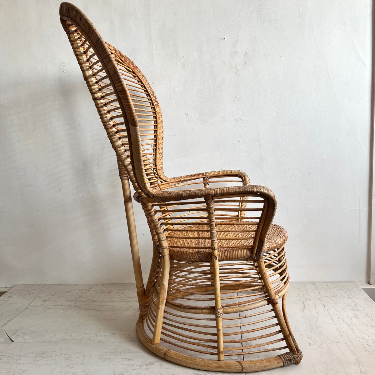 Mid-Century Italian Bamboo & Woven Rattan Wing Back Chair for sale at ...