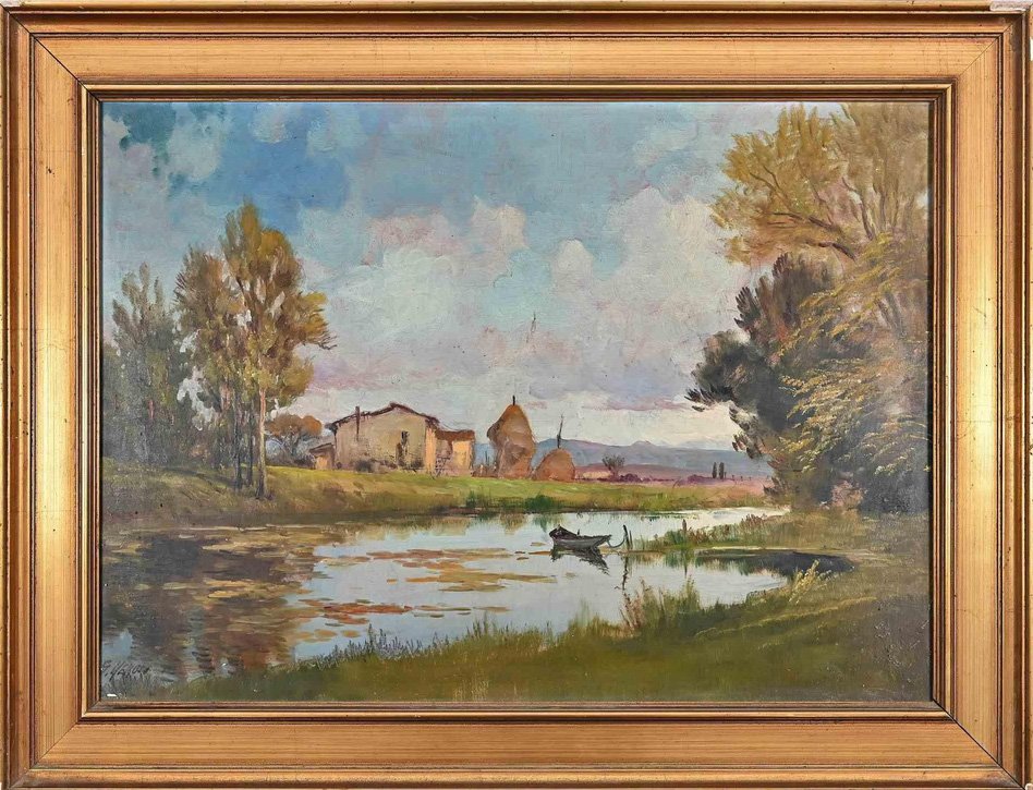 Giovanni Meroli, Paesaggio, Olio su tela, metà XX secolo in vendita su ...