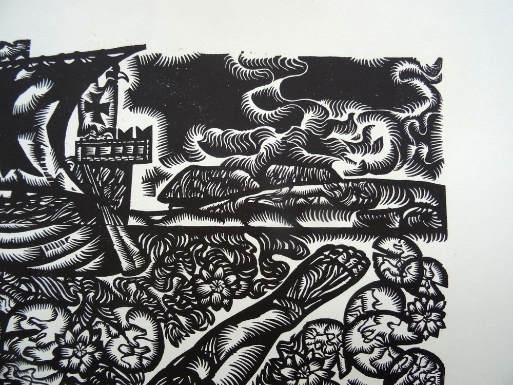 Dainis Rozkalns, with Fire and Sword, 1977, Linocut for sale at Pamono