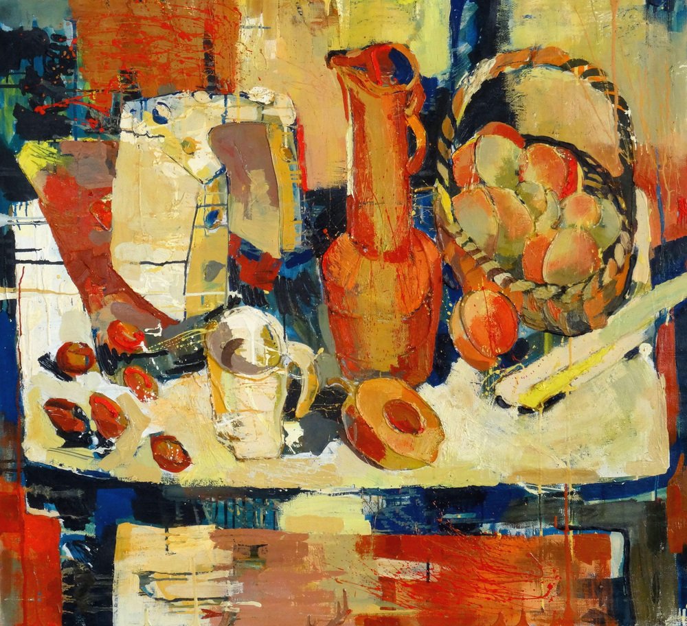 Victoria Kosenko, Still Life with Fruits and Pitcher, Oil on Canvas for ...
