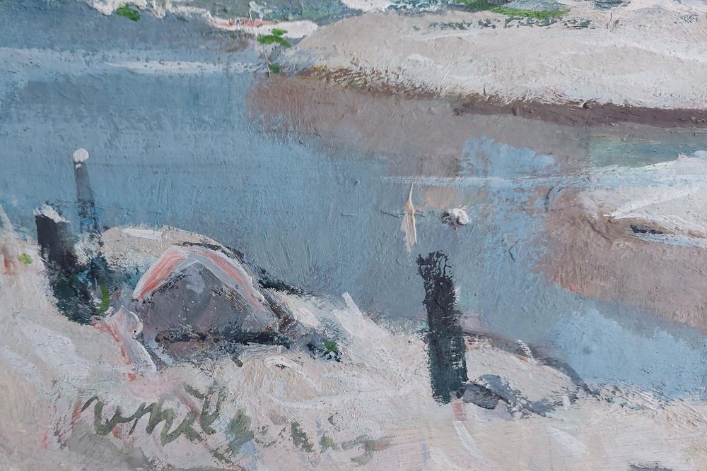 Voldemars Milgravis, On the Beach, 1976, Mischtechnik auf Karton bei ...