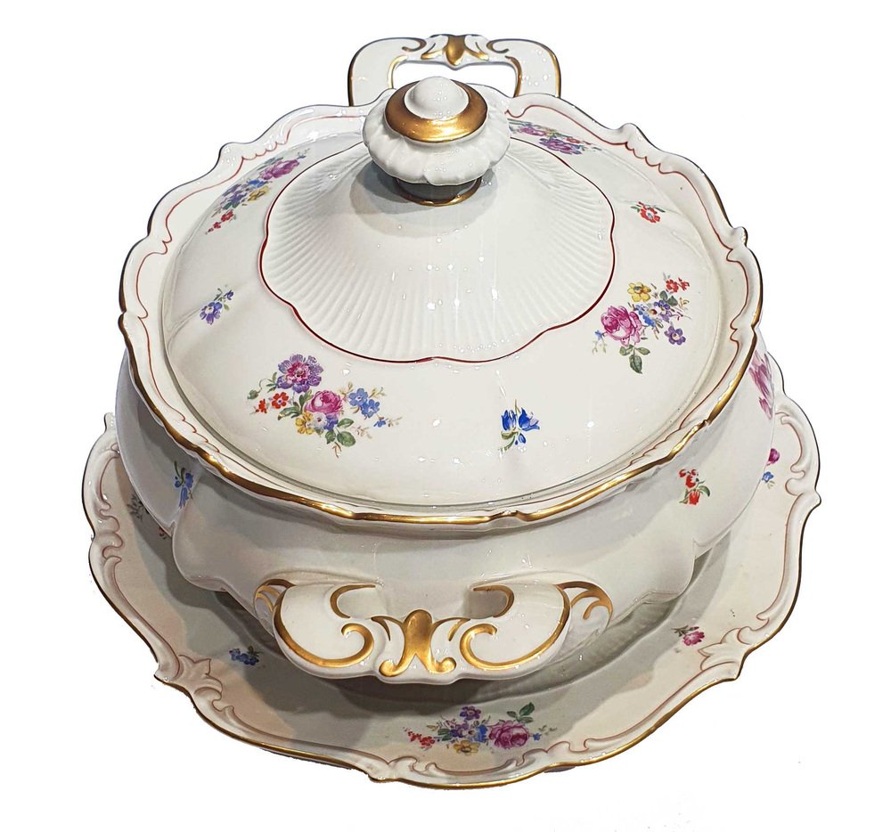 German Porcelain Tureen and Charger by VEB R,Reichenbach, Set of 3 for ...