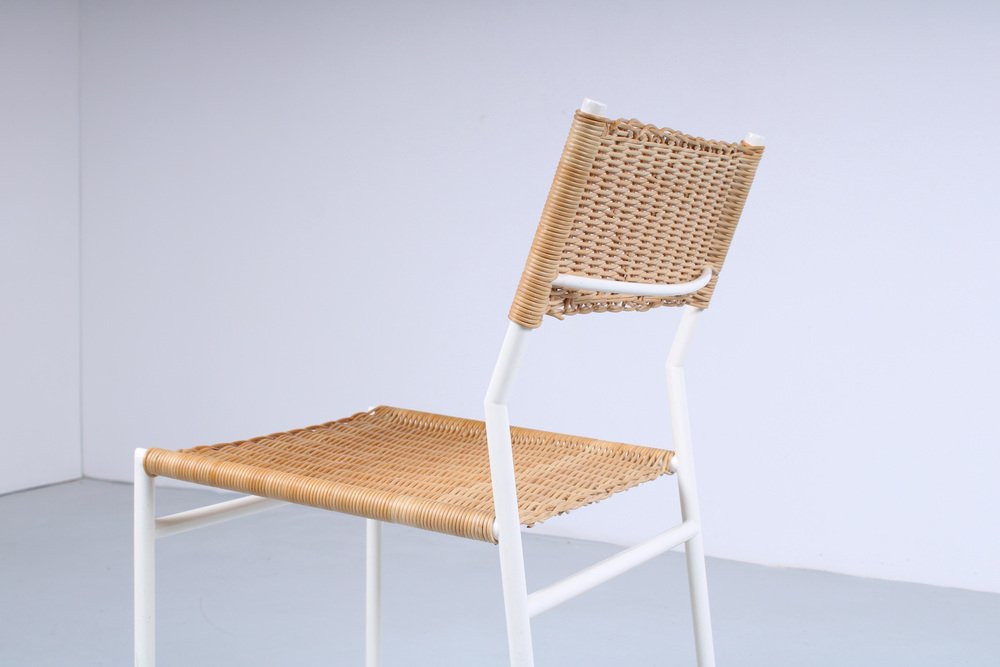 White Rattan SE05 Dining Chair by Martin Visser for 't Spectrum, 1970s ...