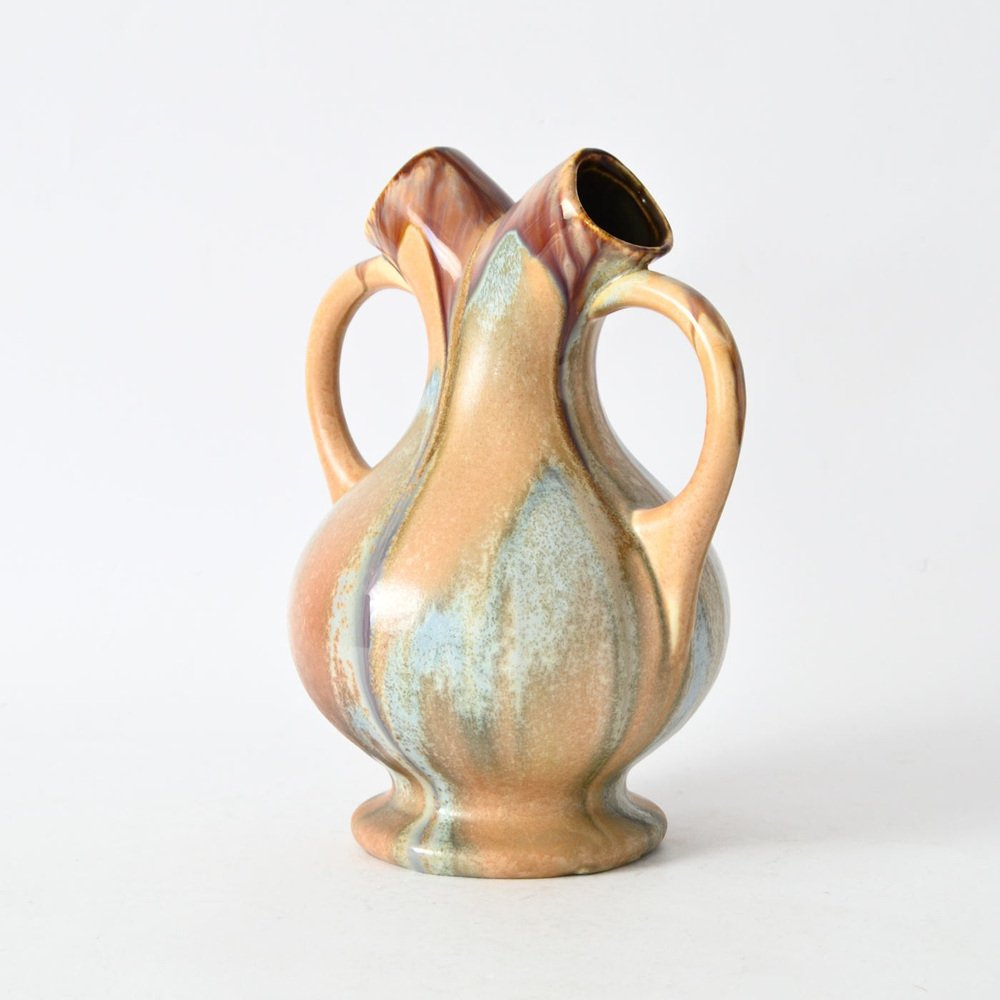 Double Neck Vase from Faiencerie Thulin, 1920s for sale at Pamono