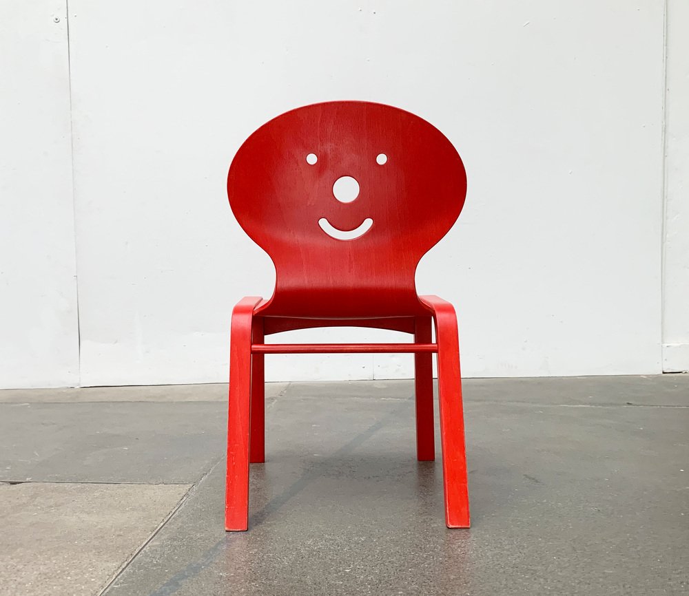 Vintage Postmodern Wooden Children Clown Face Chair, 1990s for sale at ...