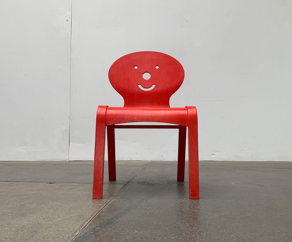 Vintage Postmodern Wooden Children Clown Face Chair, 1990s for sale at ...