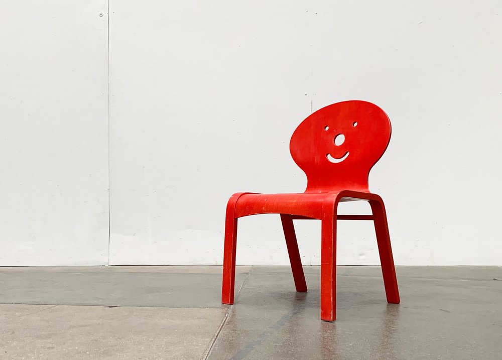 Vintage Postmodern Wooden Children Clown Face Chair, 1990s for sale at ...