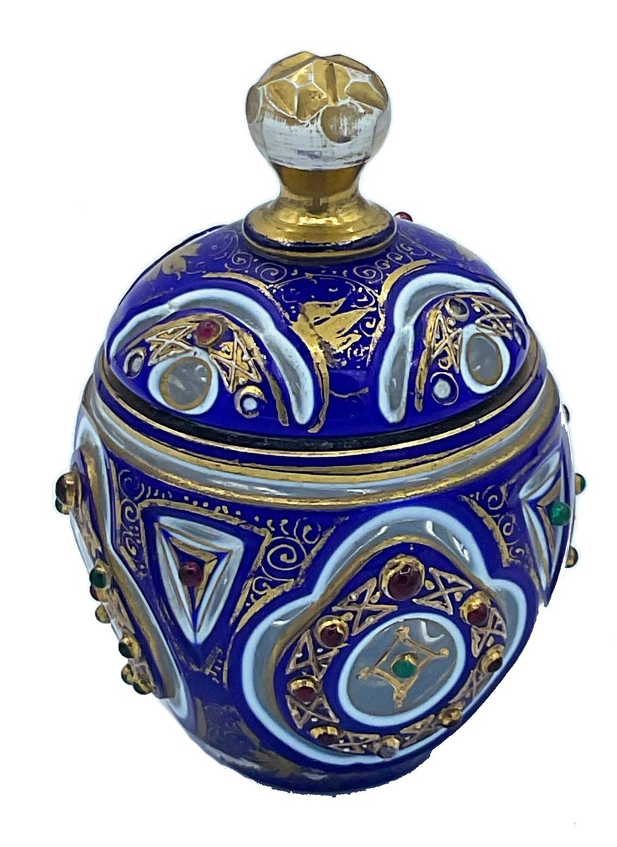 Antique Bohemian Overlay Glass Bonbonniere for sale at Pamono