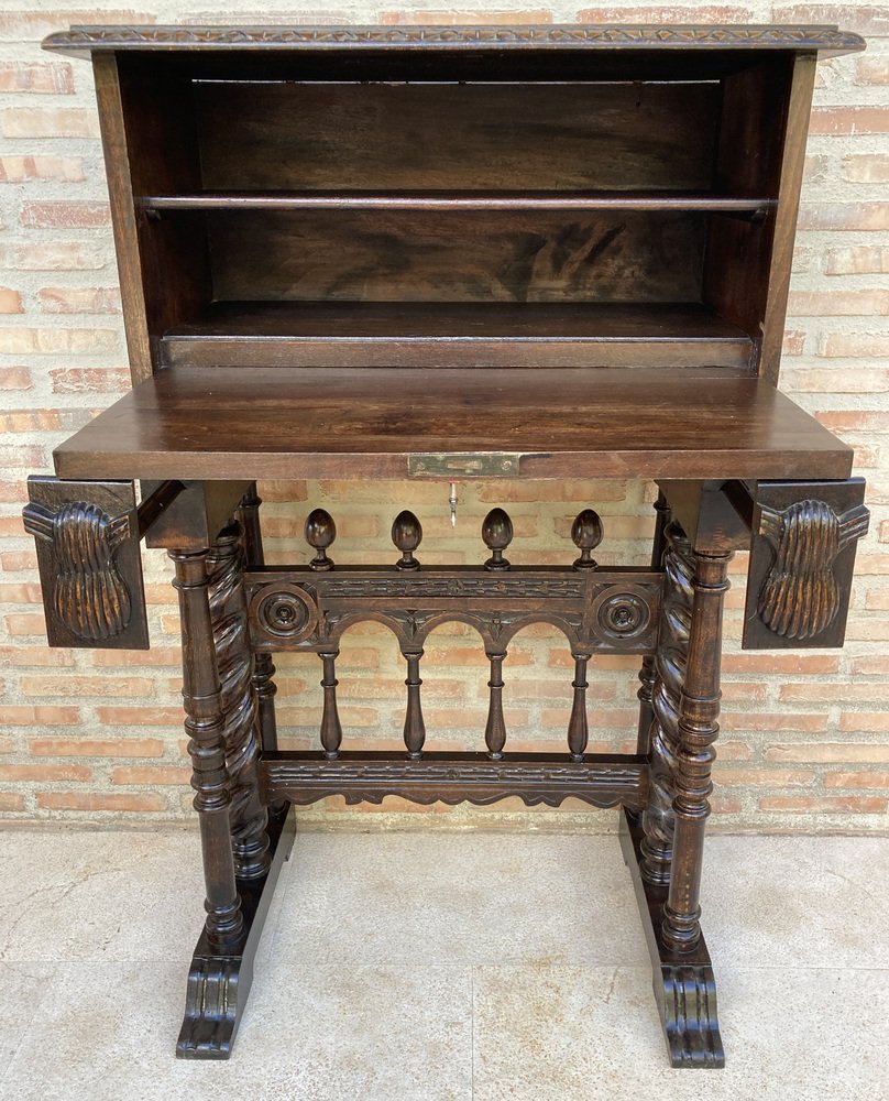 Antique Spanish Renaissance Bar Cabinet in Oak, 1890 for sale at Pamono