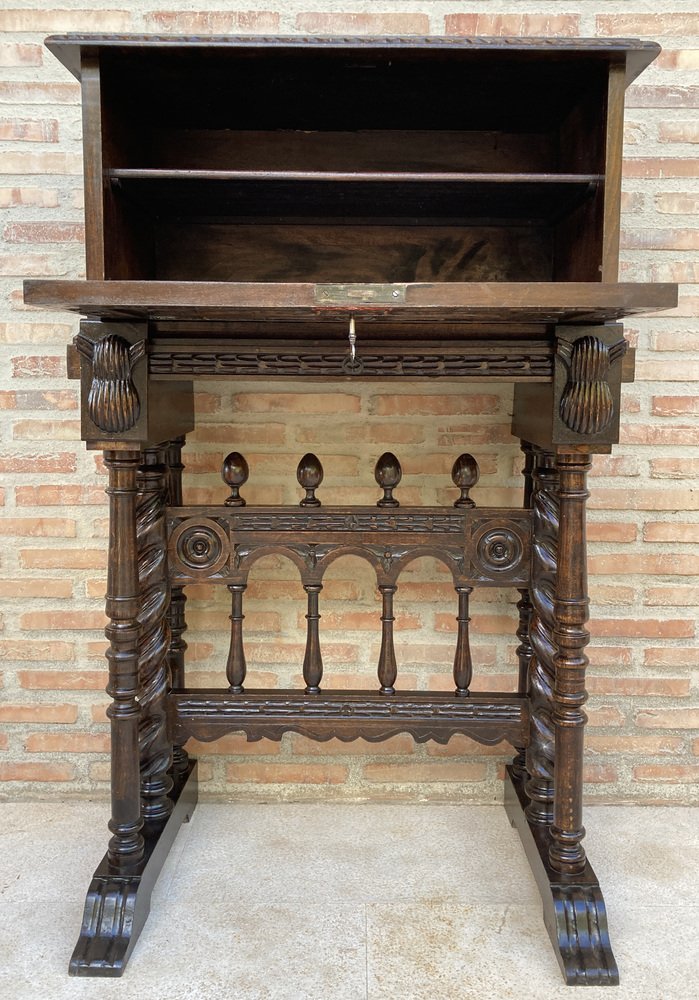 Antique Spanish Renaissance Bar Cabinet in Oak, 1890 for sale at Pamono