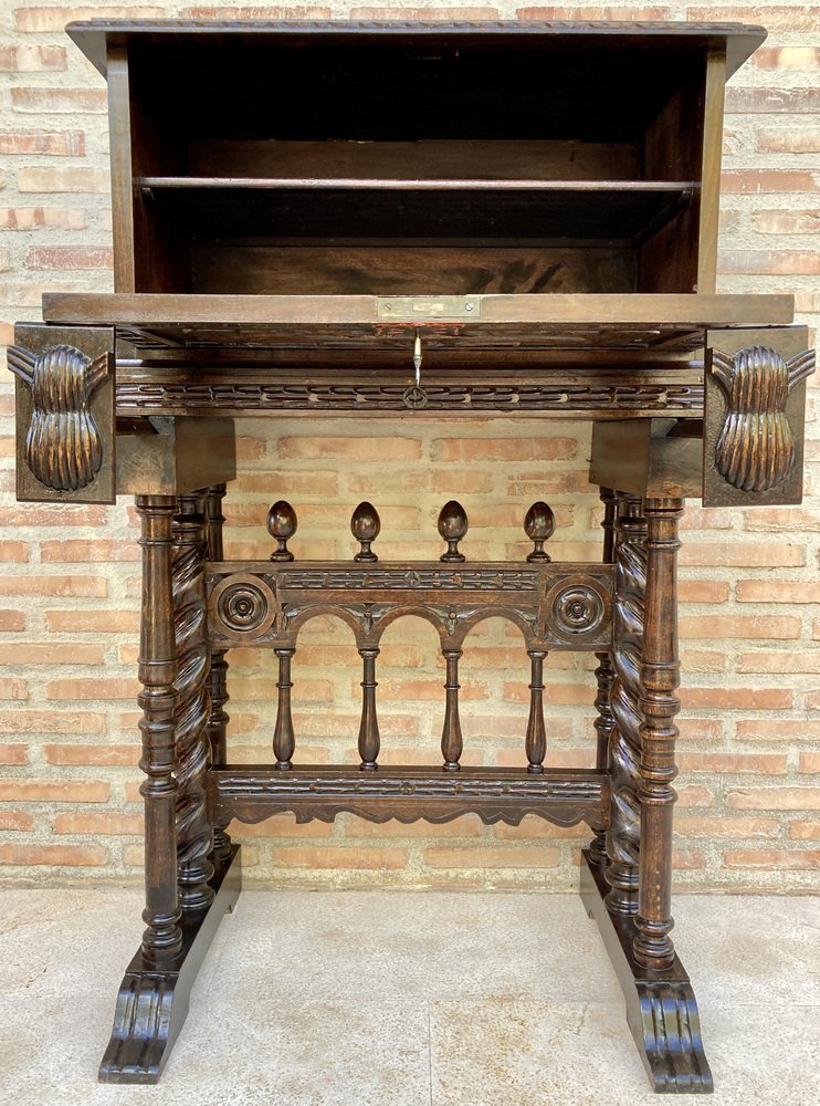 Antique Spanish Renaissance Bar Cabinet in Oak, 1890 for sale at Pamono