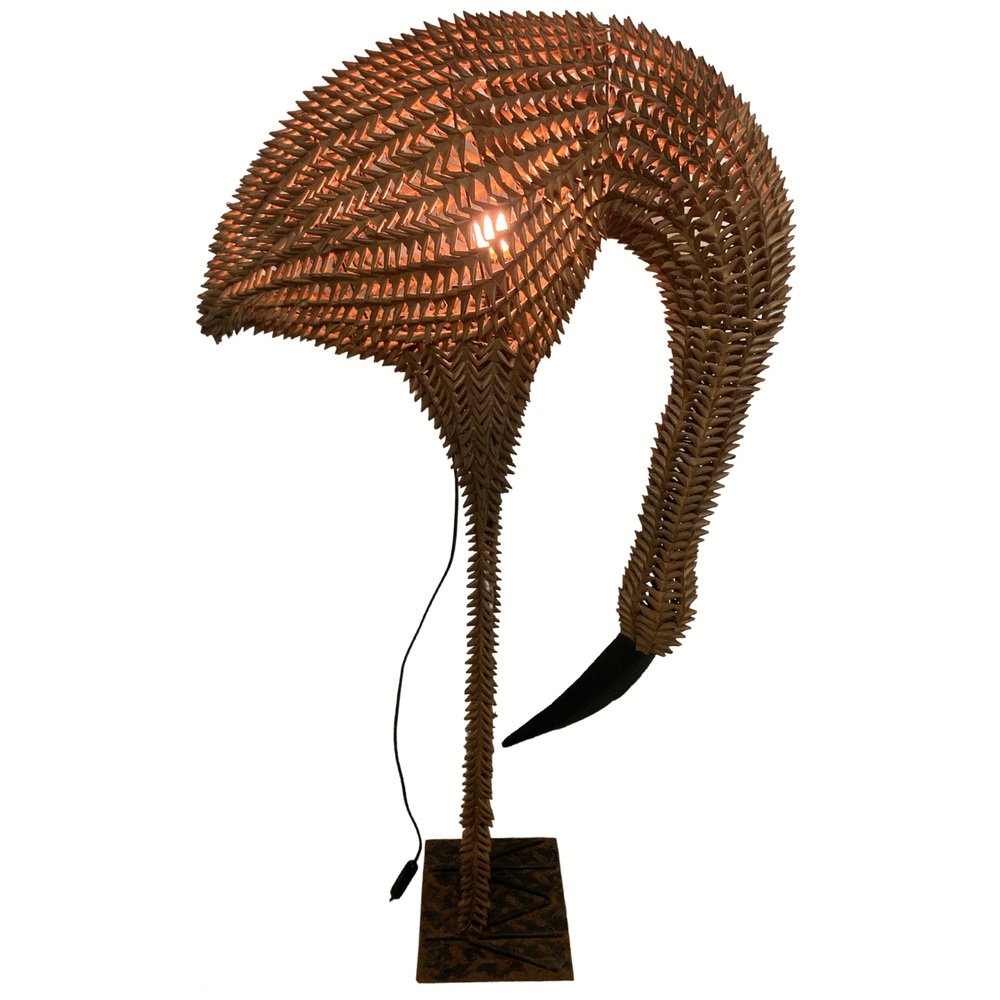 Bamboo and Rattan Bird Lamp, 1960s for sale at Pamono
