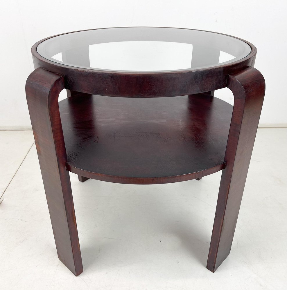 Art Deco Round Coffee Table, Czechoslovakia, 1930s for sale at Pamono