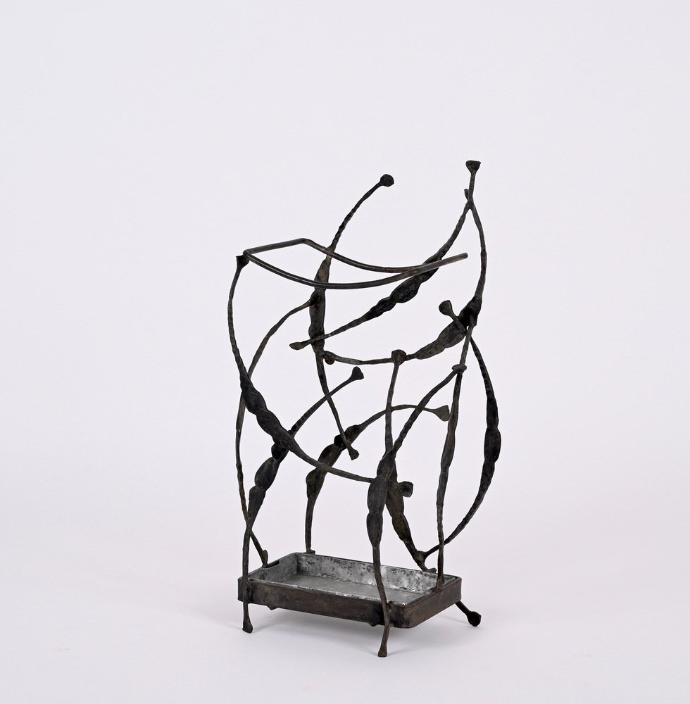 Brutalist Italian Hand Wrought Iron Umbrella Stand From Salvino Marsura 1960s For Sale At Pamono