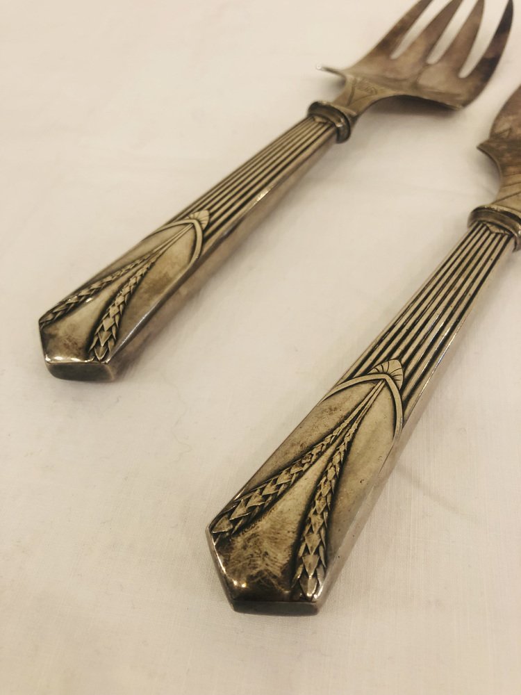 Antique French Art Deco Serving Cutlery, 1920s, Set of 2 for sale at Pamono