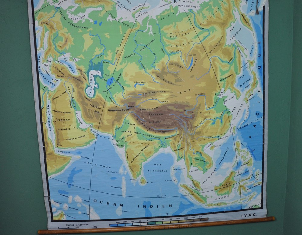Physical Map of Asia, 1960s for sale at Pamono