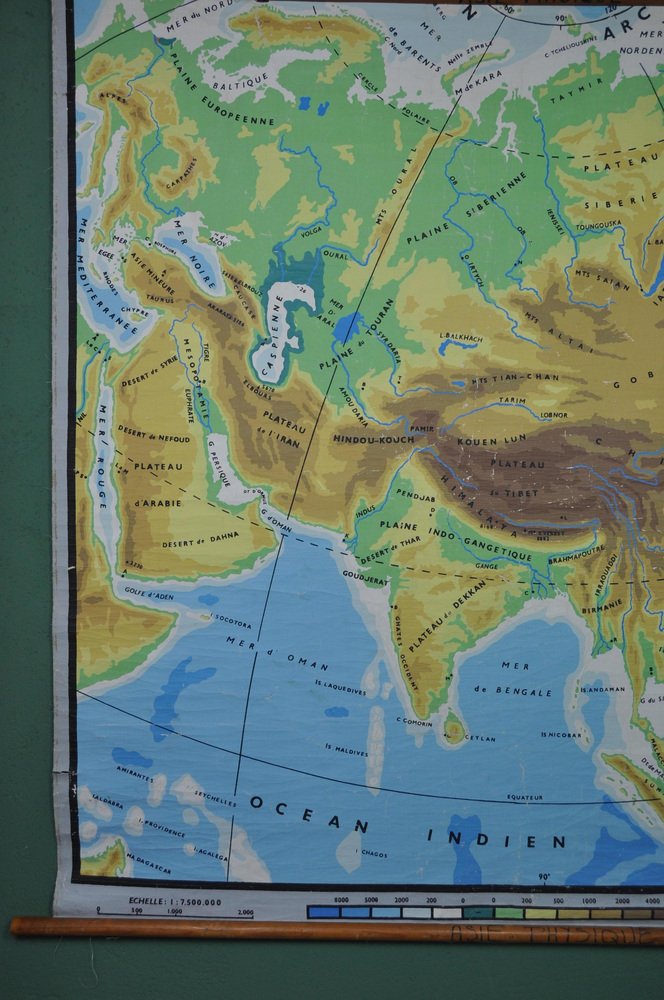 Physical Map of Asia, 1960s for sale at Pamono