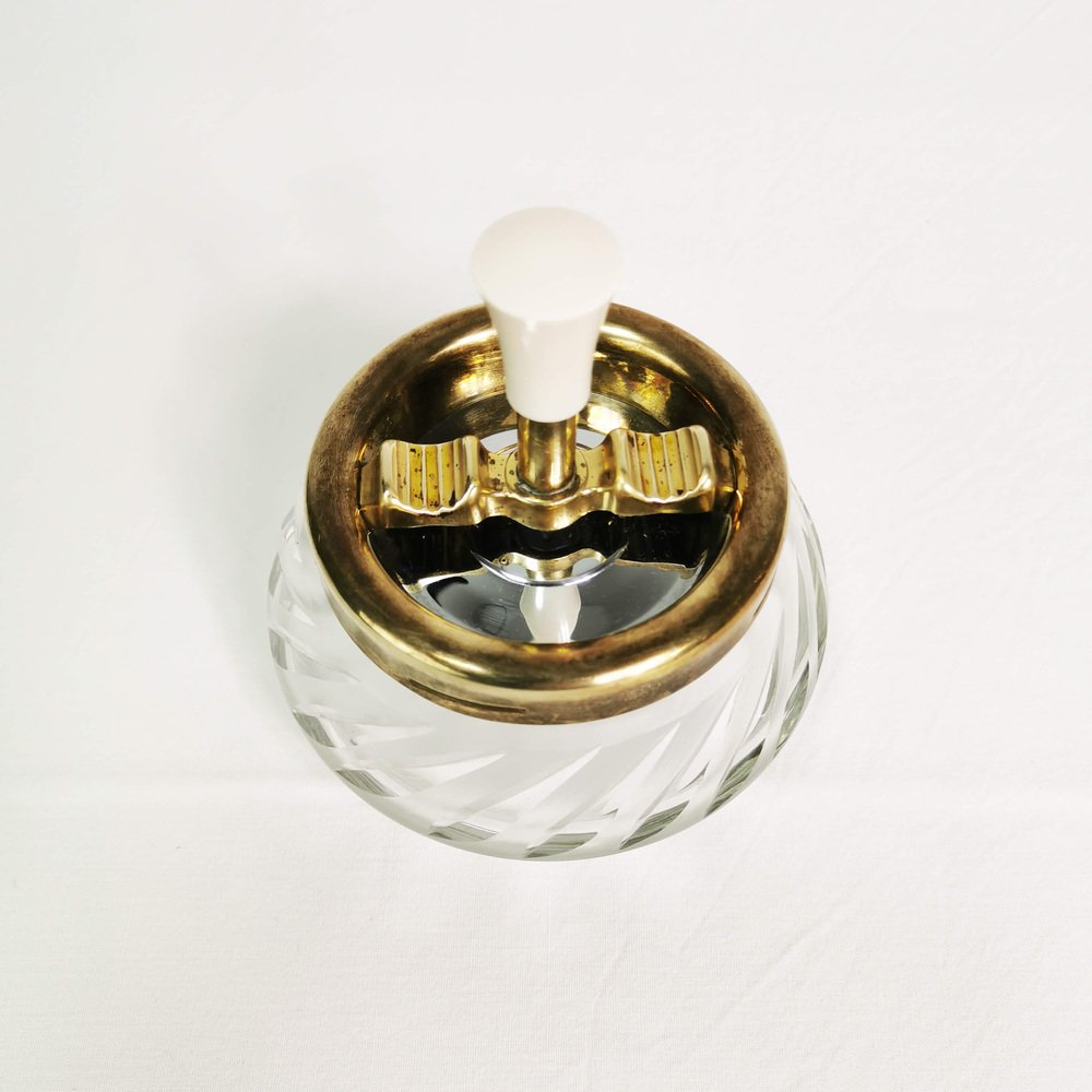 German Crystal Ratchet Ashtray, 1950s for sale at Pamono
