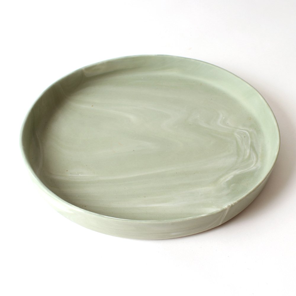 Delicate Marbled Porcelain Plett by Anna Diekmann for sale at Pamono