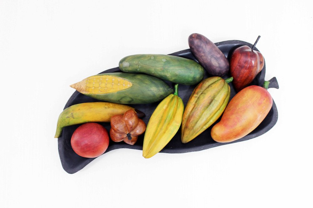Sculpted Wooden Fruit and Vegetable Tray, 1970s for sale at Pamono
