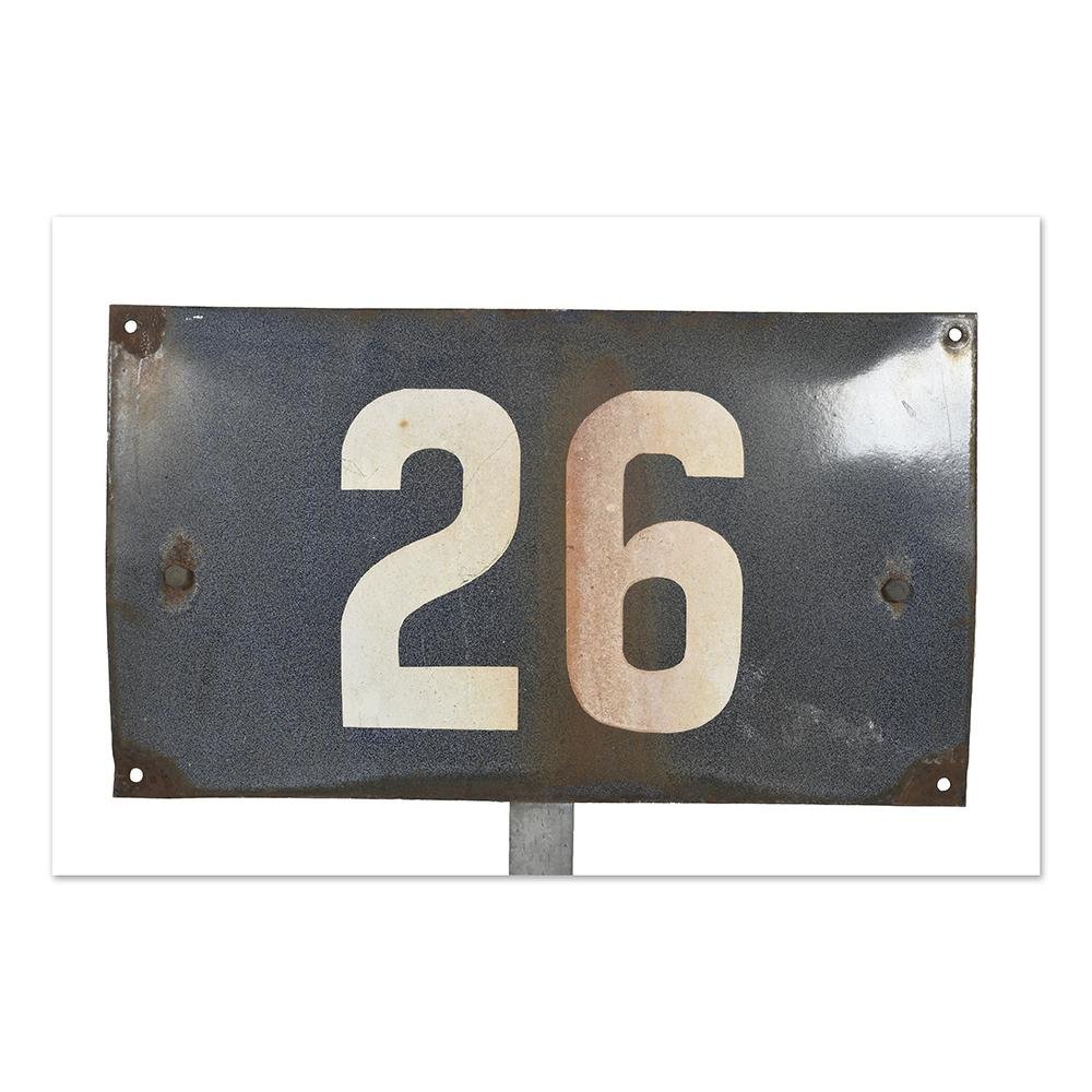Enameled Metal Number 26 Plate for sale at Pamono