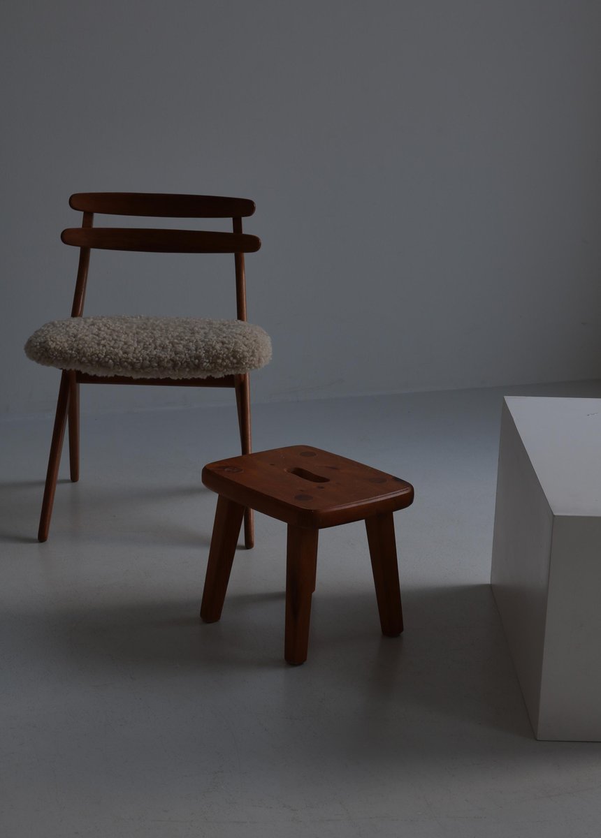 Handmade Pine Cabin Stool, Vemdalen, Sweden, 1960s for sale at Pamono