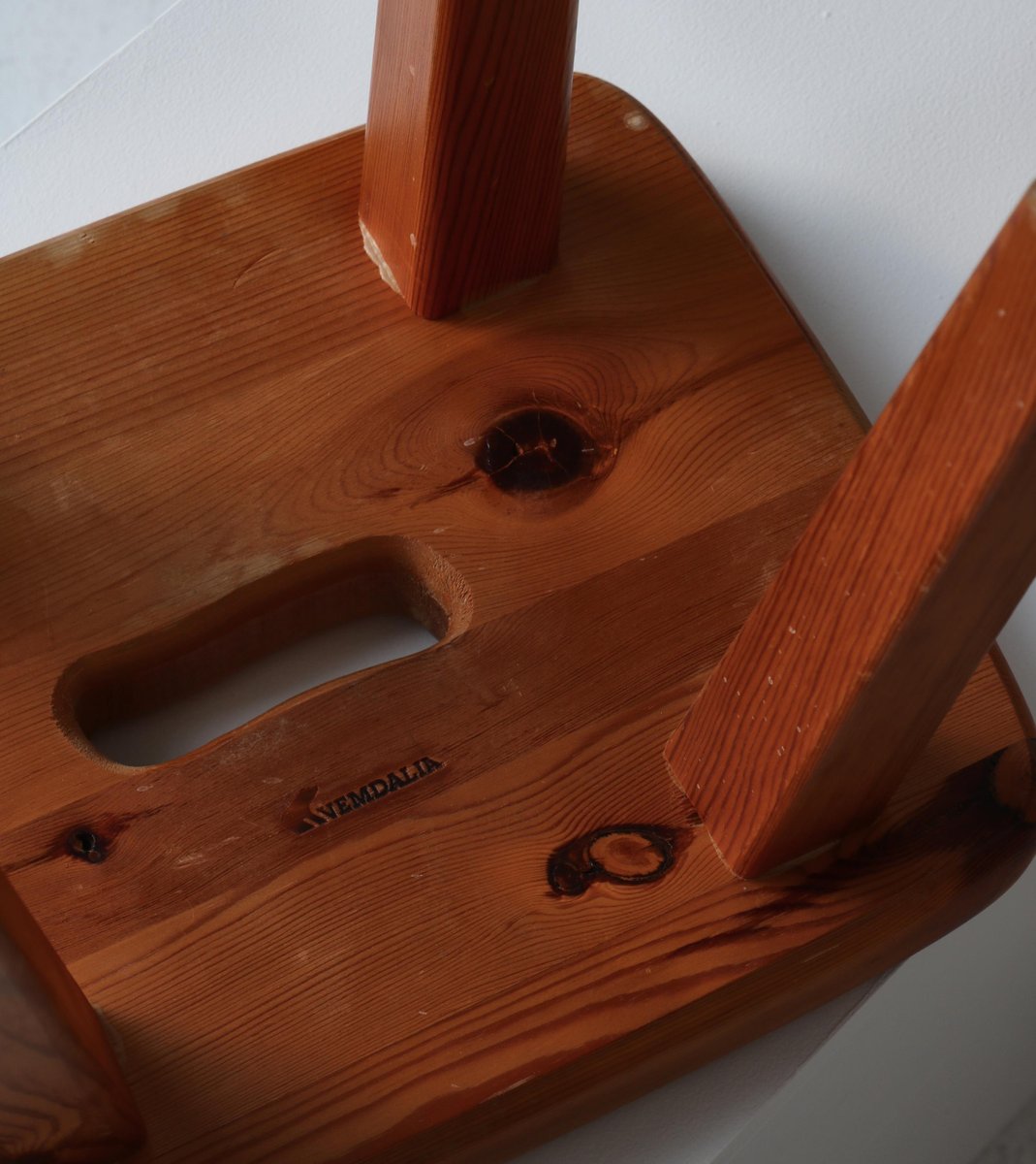 Handmade Pine Cabin Stool, Vemdalen, Sweden, 1960s for sale at Pamono