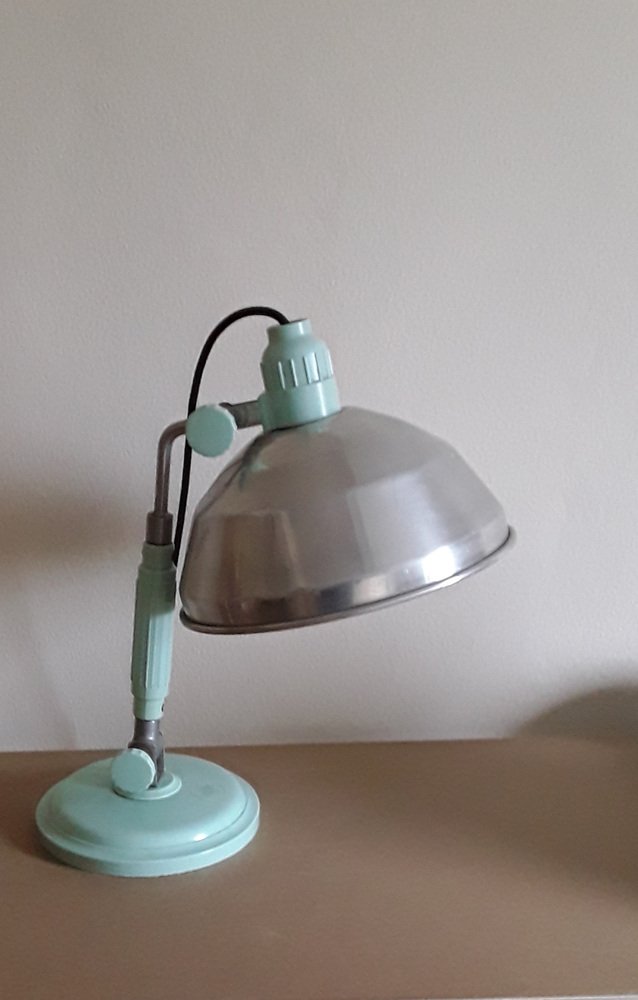 German Art Deco Adjustable Desk Lamp with Mint Green Bakelite Base and ...