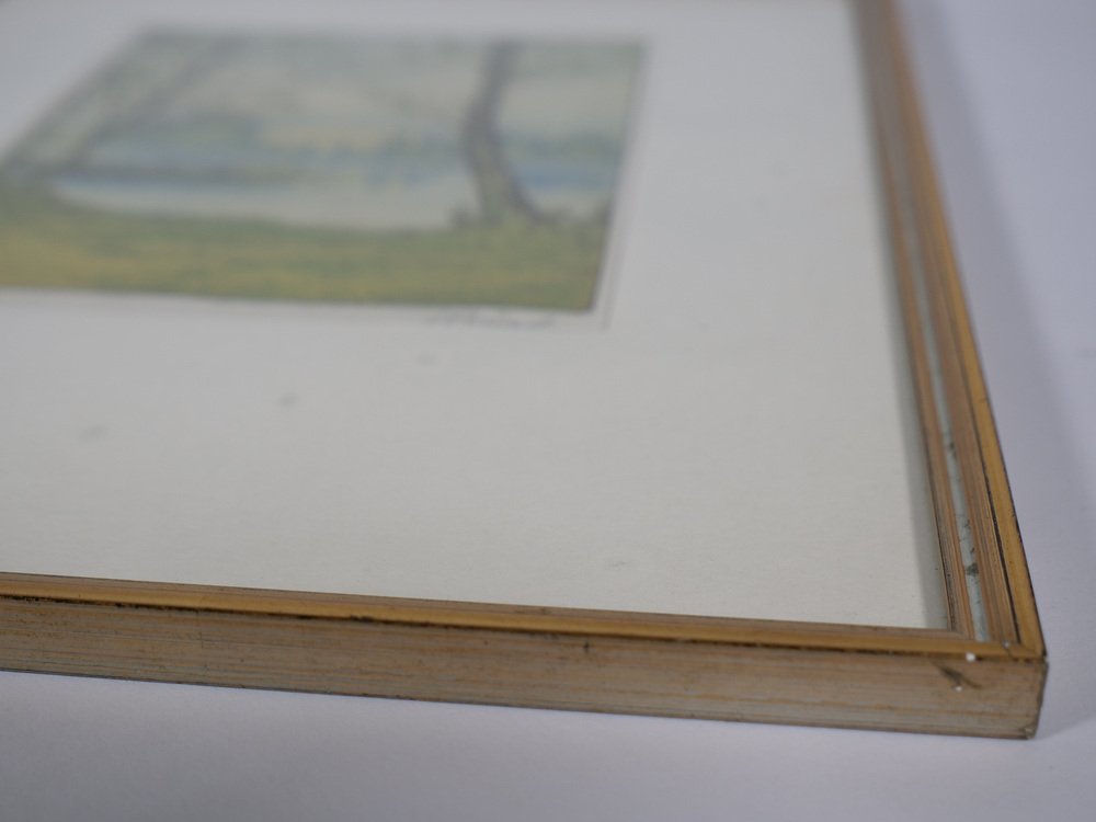 Münzel, Trees by the Lake, 1890s, Lithograph for sale at Pamono