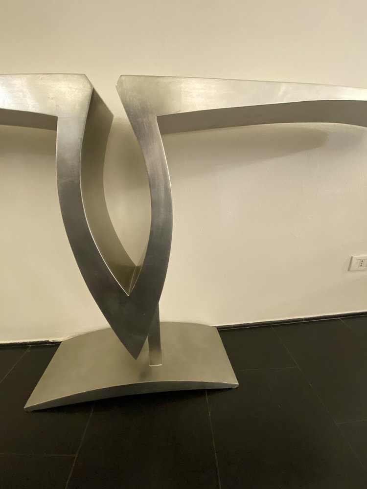 Table Console Vintage en Aluminium, France, 1975 en vente sur Pamono