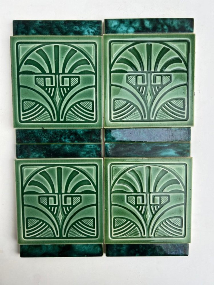 Art Deco Green Glazed Relief Tile attributed to Nord Deutsche ...