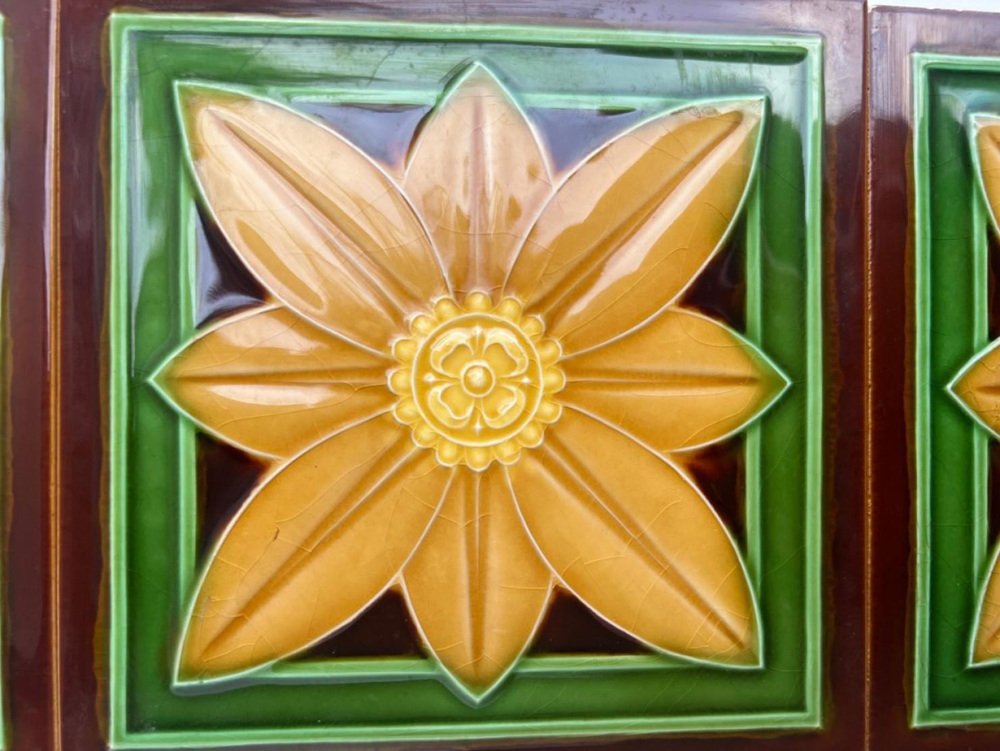 Art Deco Glazed Relief Tiles attributed to Gilliot, Hemiksem, 1920s for ...