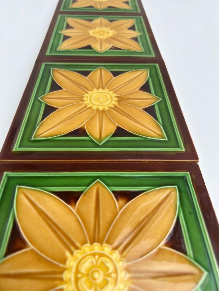 Art Deco Glazed Relief Tiles attributed to Gilliot, Hemiksem, 1920s for ...