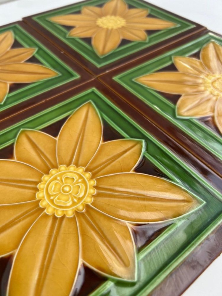 Art Deco Glazed Relief Tiles attributed to Gilliot, Hemiksem, 1920s for ...