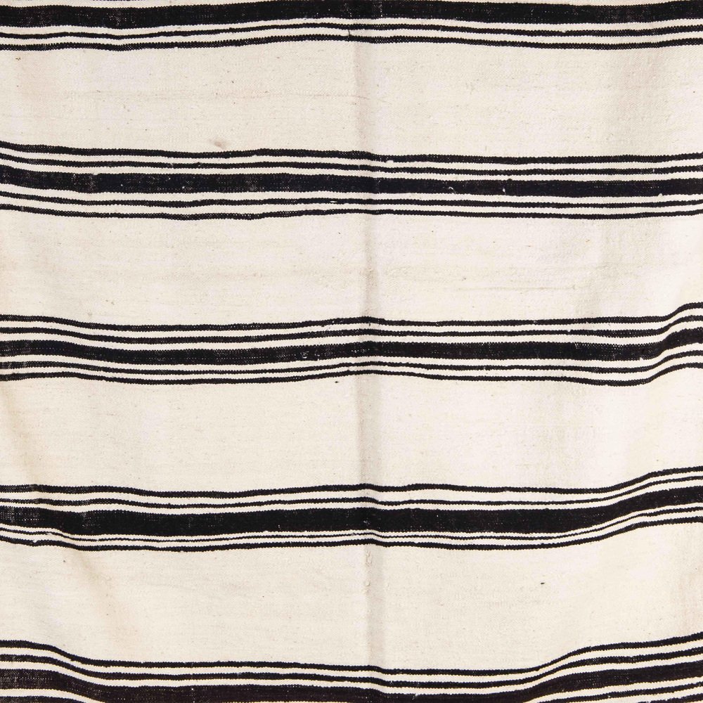 Vintage Berber Bold Monochrome Stripe Hanbel Rug for sale at Pamono