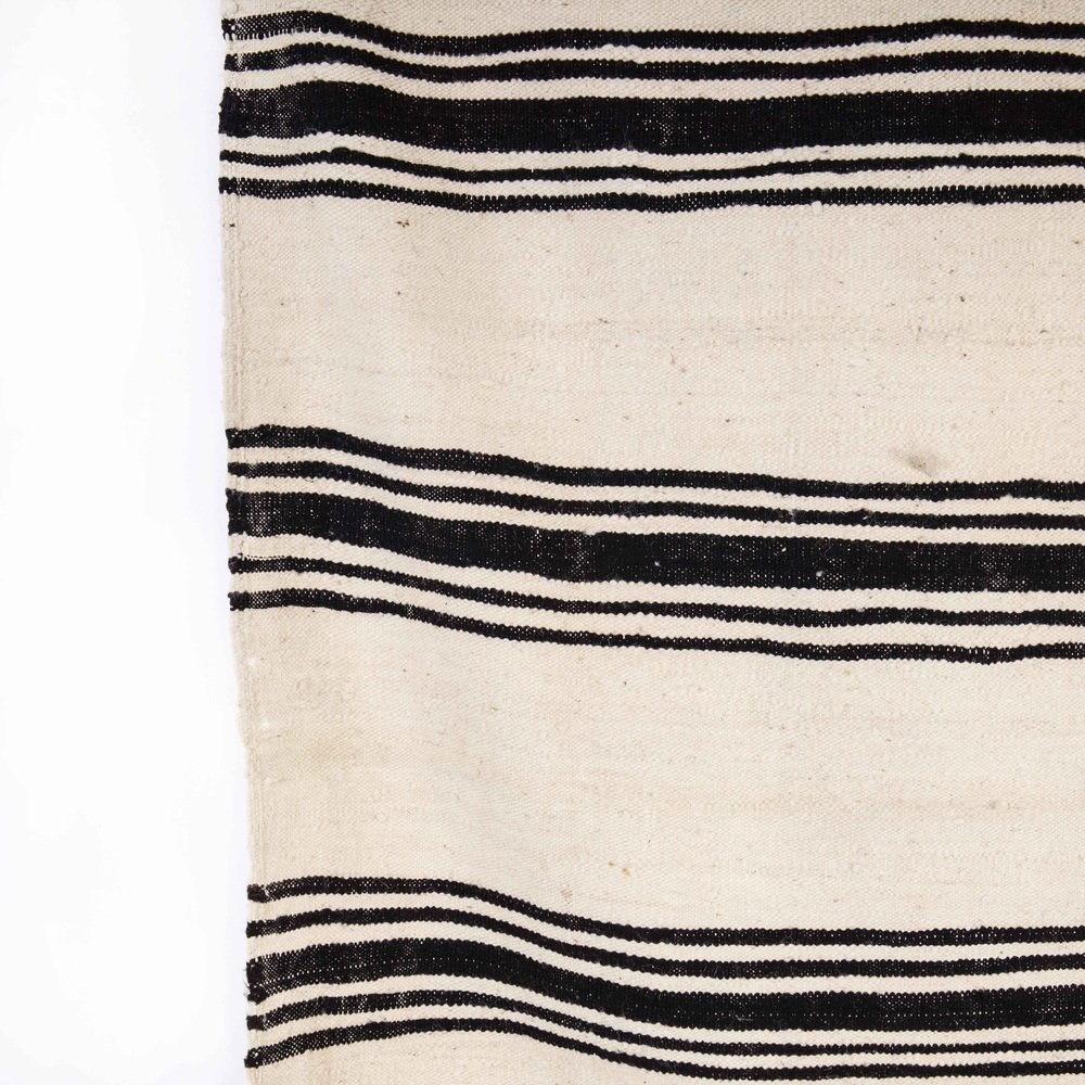 Vintage Berber Bold Monochrome Stripe Hanbel Rug for sale at Pamono