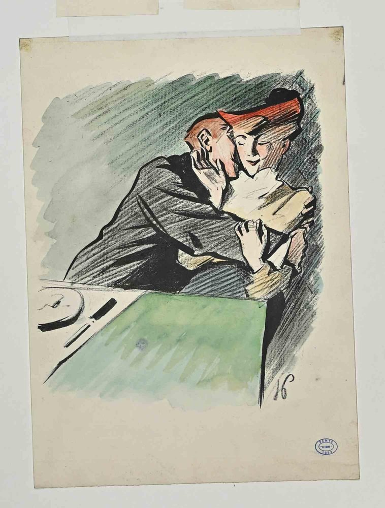 Hermann Paul, Non, mon chéri, j'ai eu trop peur le mois, 1890s, Lithograph for sale at Pamono