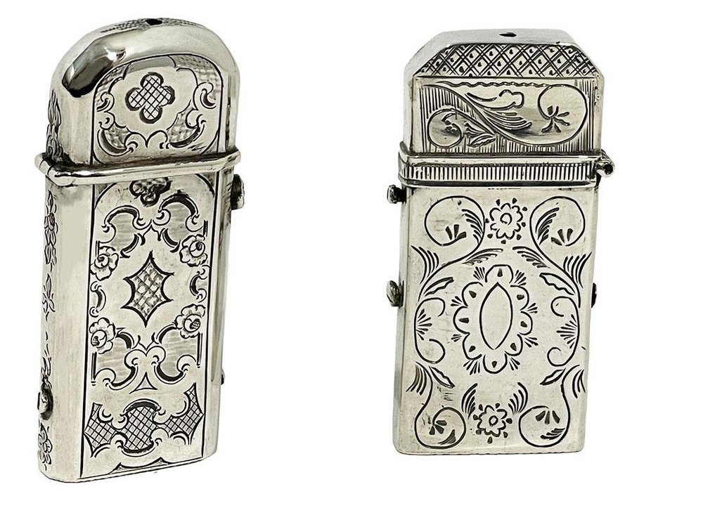 Dutch Silver Match Vestas, 19th Century, Set of 2 for sale at Pamono