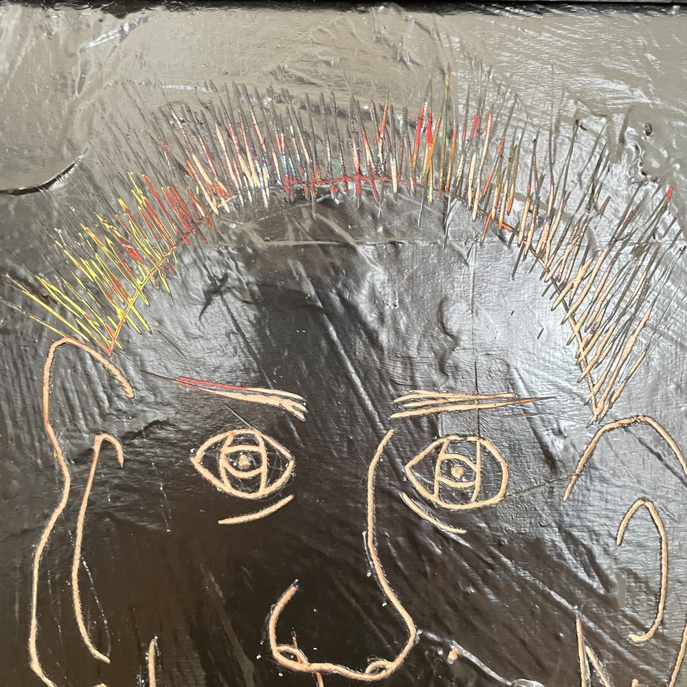 Felix Bachmann, Black Portrait of a Man, 2022, Acrylic on Wood, Framed ...