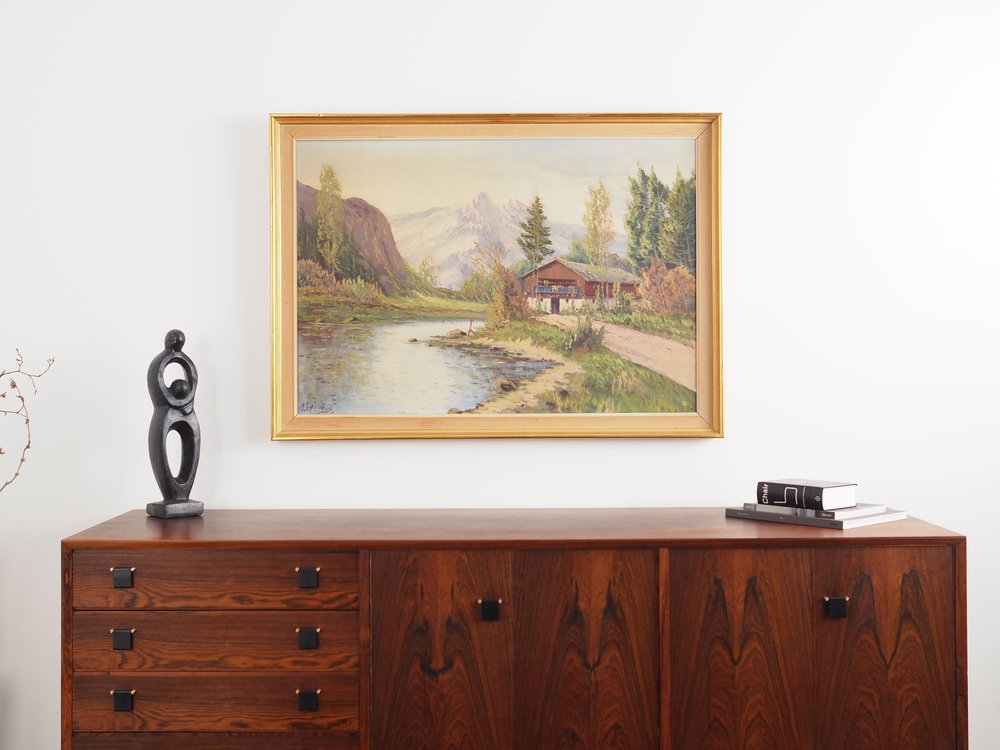 Scandinavian Artist, The Chalet at the Mountain Stream, 1970s, Oil on ...