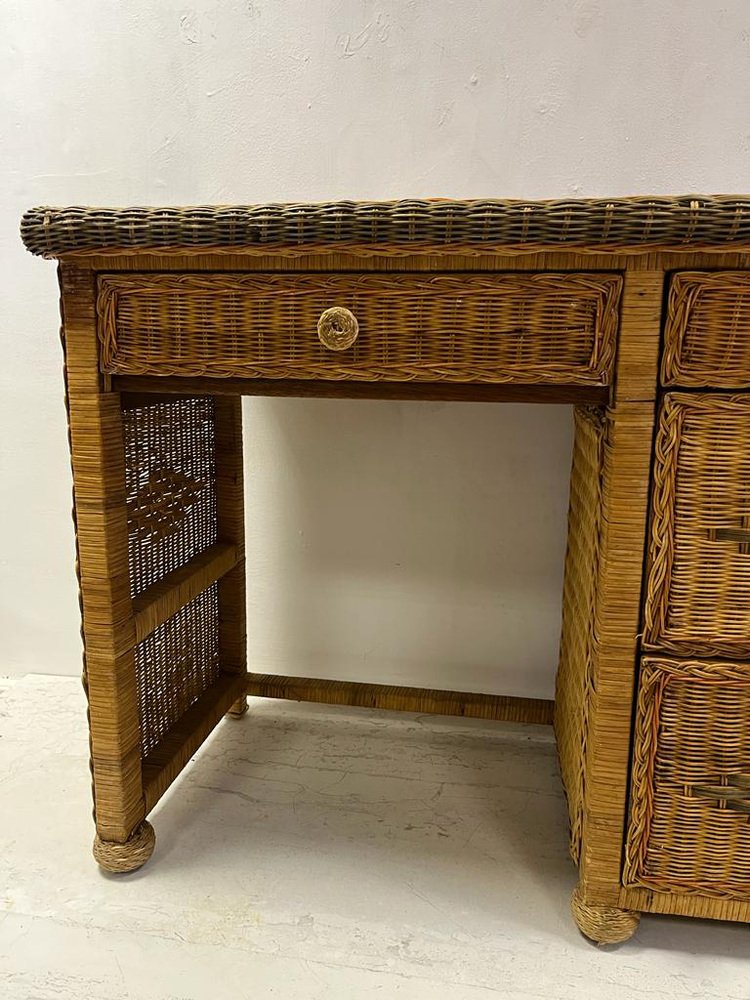 Vintage Wicker Desk or Dressing Table for sale at Pamono
