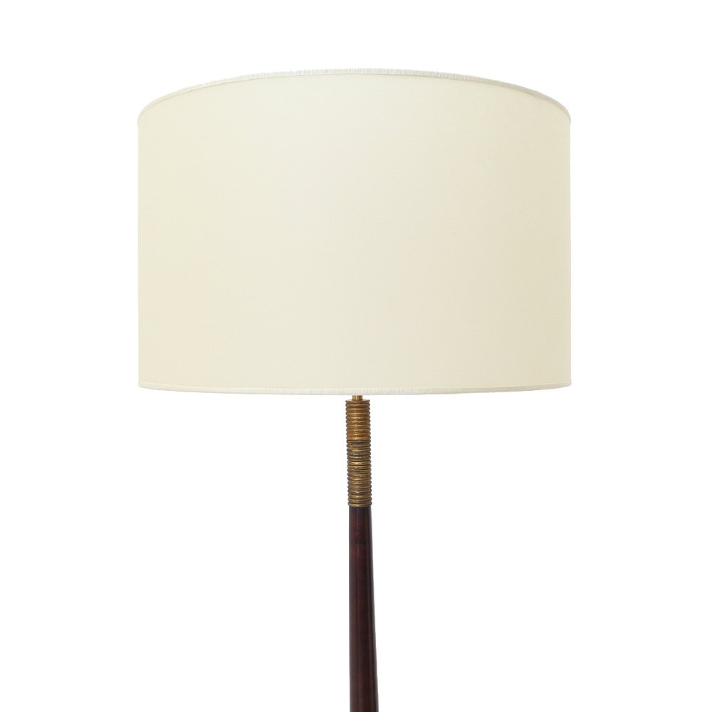Floor Lamp with Brass Base and Parchment Lampshade, 1940s for sale at ...