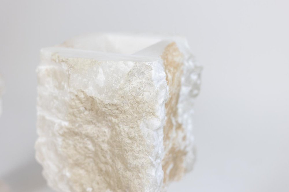 Raw Alabaster Lamps, Set of 2 for sale at Pamono