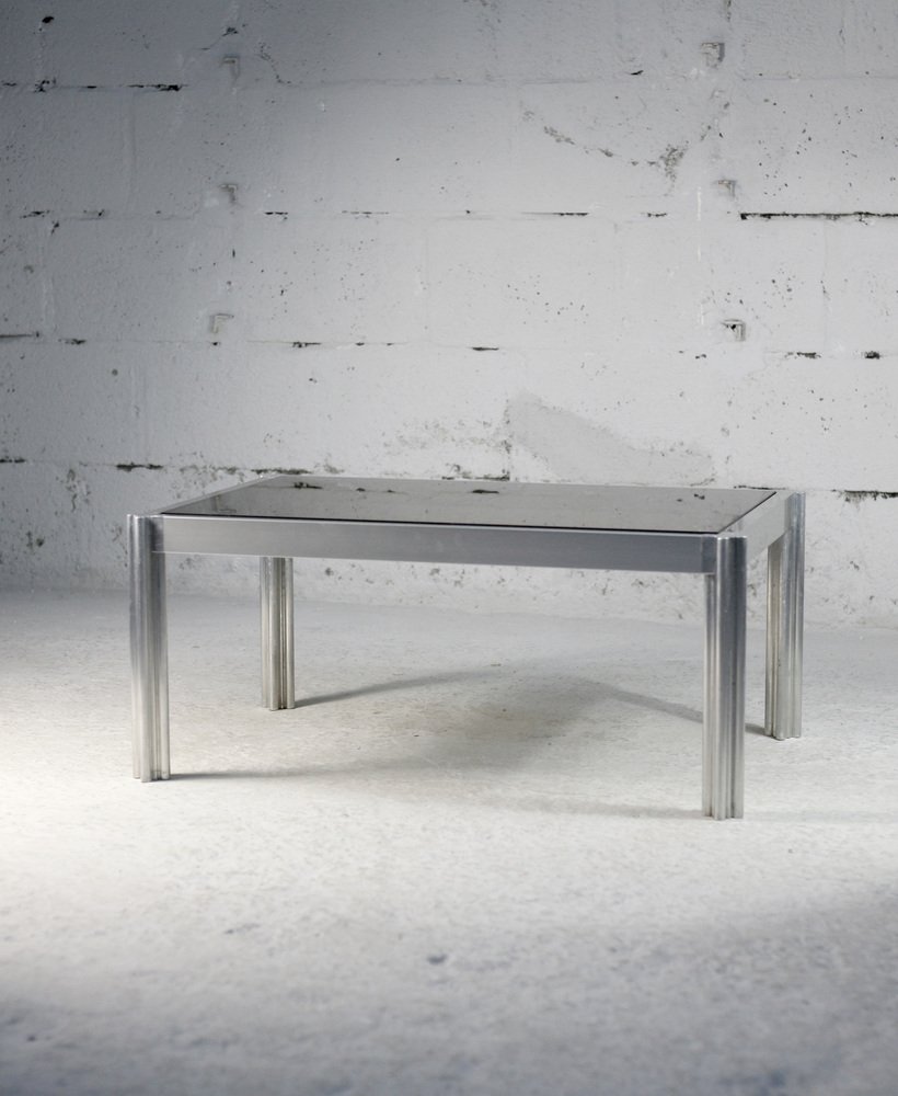 Coffee Table in Steel and Smoked Glass from Mobilier International ...