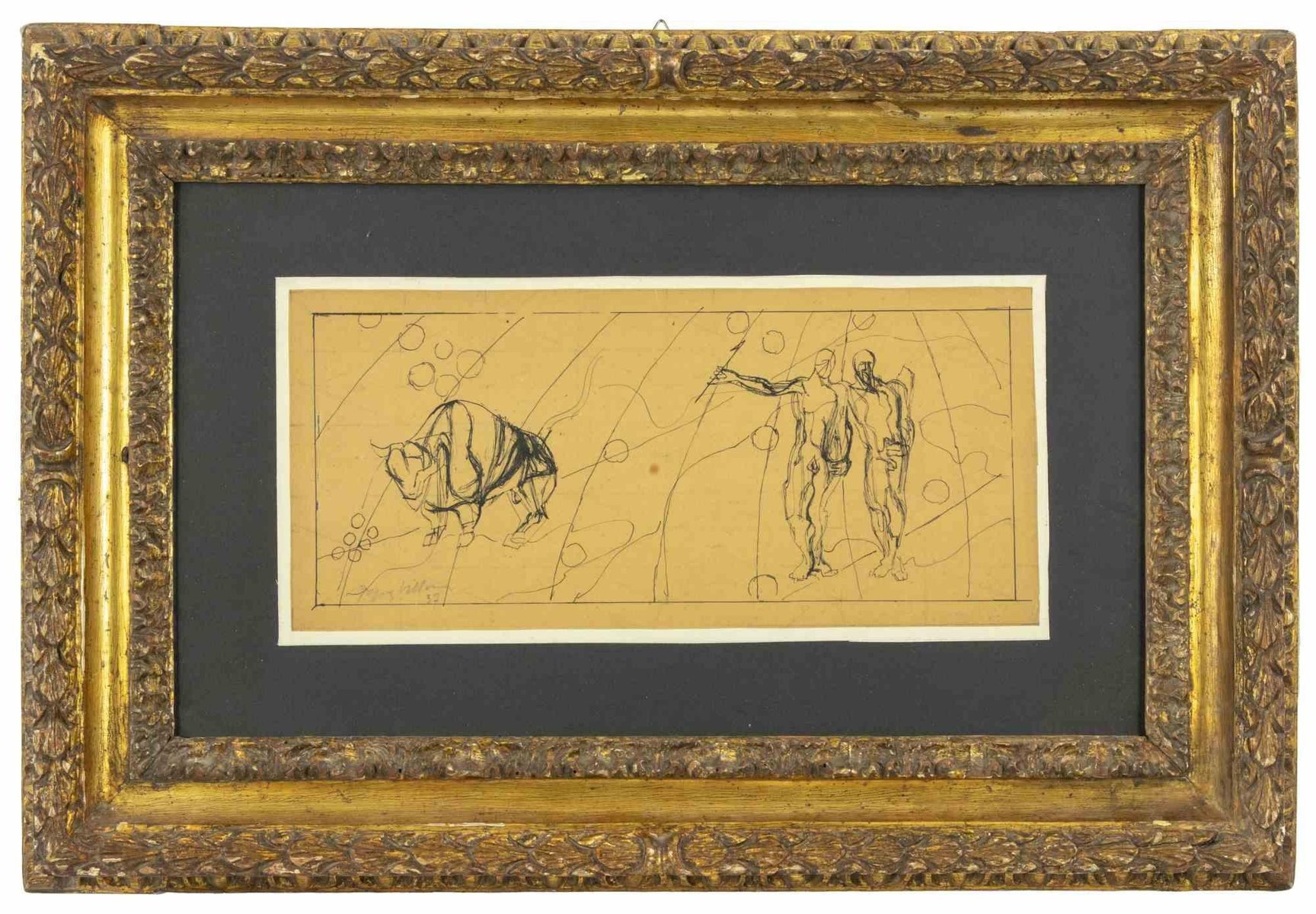 Jacques Villon, Segni zodiacali, Toro e Gemelli, Disegno a inchiostro ...