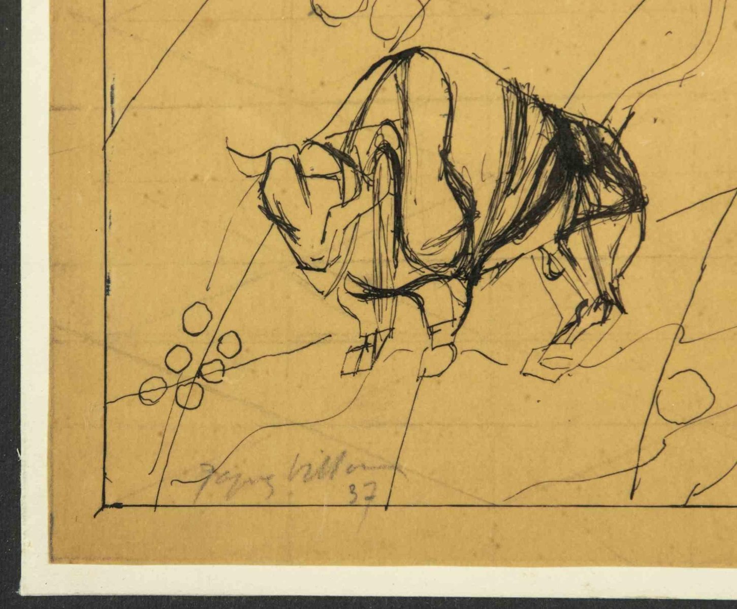 Jacques Villon, Segni zodiacali, Toro e Gemelli, Disegno a inchiostro ...
