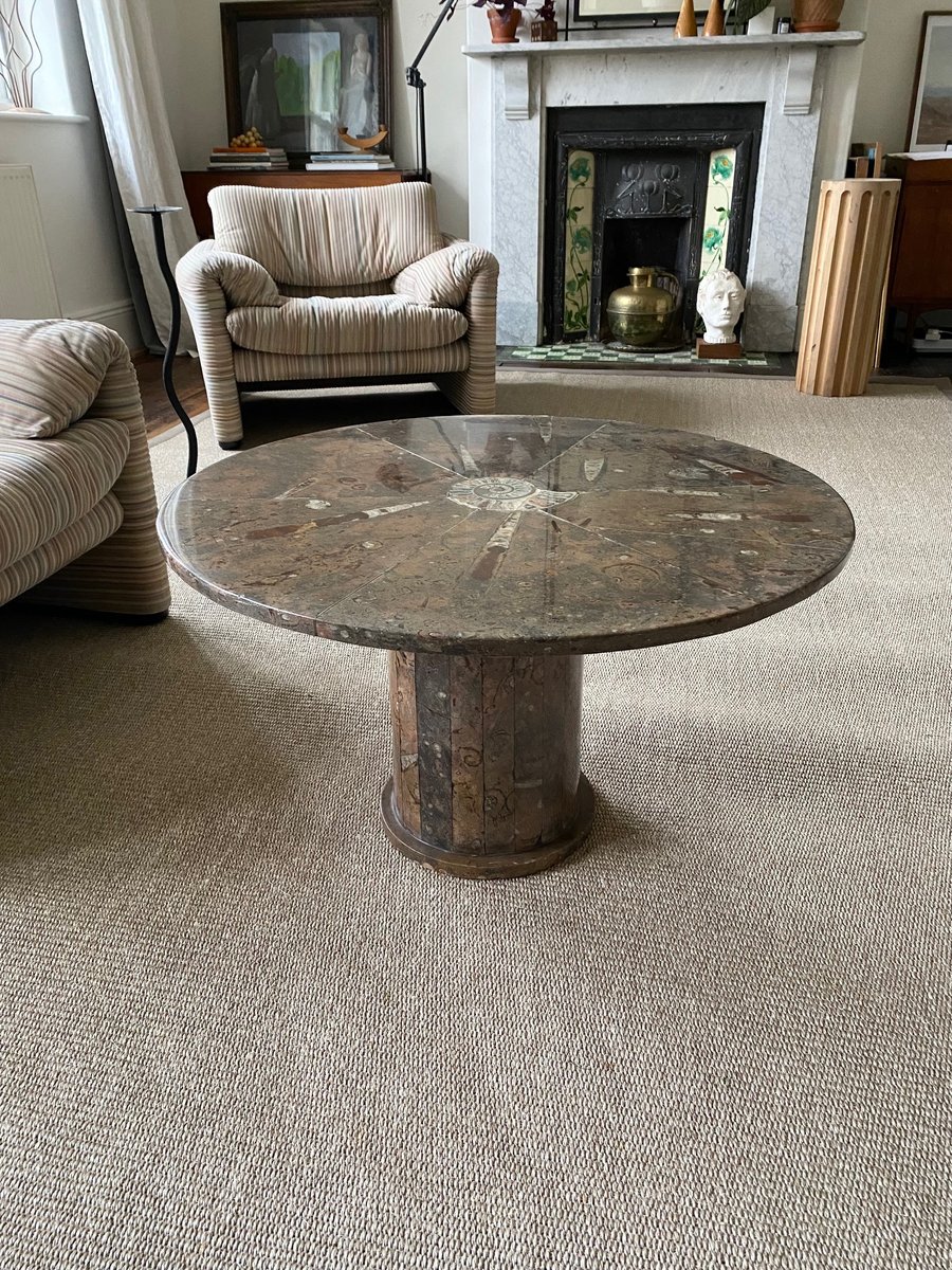 Mid-Century German Coffee Table in Fossil Stone, 1960s for sale at Pamono